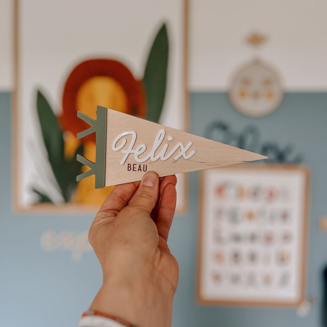 Personalised Wooden Name Flag Layered Name for Wall Kids Name Plaque ...