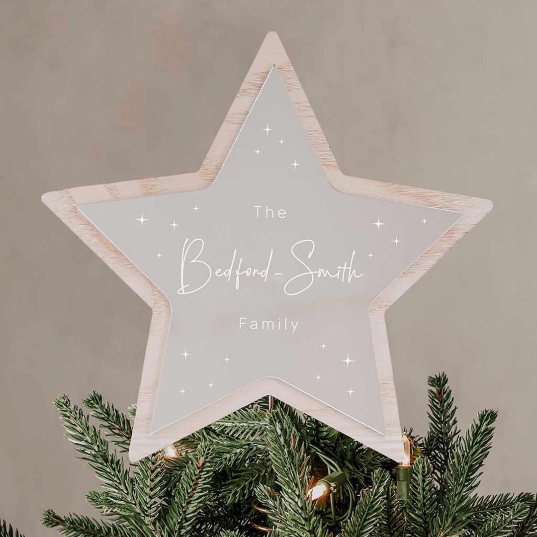 Personalised Wooden Tree Toppers | Gold Christmas Tree Topper | Silver ...