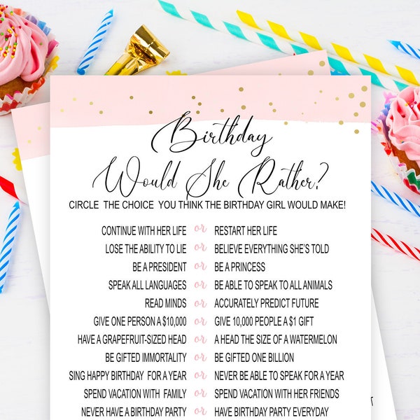 Would Be Rather Birthday Game - Etsy