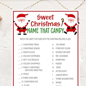 Christmas Candy Game Christmas Name That Candy Game Christmas - Etsy