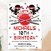 Editable Ninja Birthday Invitation White Red Black Martial Arts ...