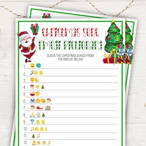 Christmas Song Emoji Pictionary Game Christmas Printable - Etsy