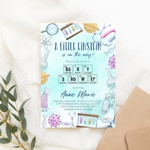 Editable Science Baby Shower Invitation Scientist Theme Baby Shower ...