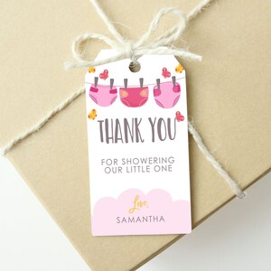 Editable Diaper Pink Thank You Tag Pink Diaper Theme Thank You Pink ...