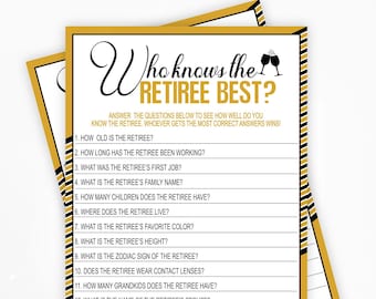 Retirement Party Games, Who Knows the Retiree Best, How Well Do You ...