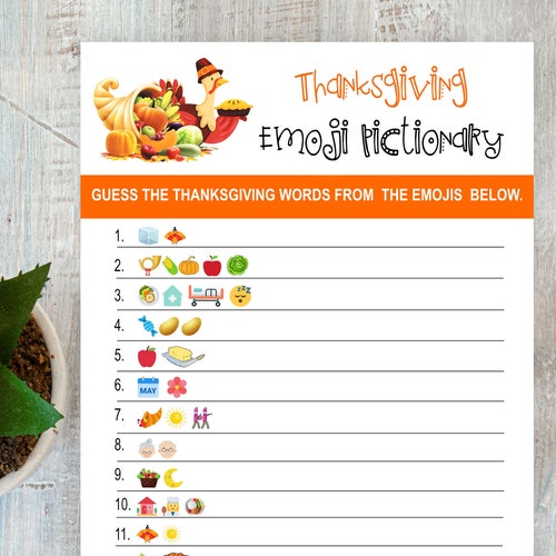Thanksgiving Emoji Pictionary Thanksgiving Printable Game - Etsy