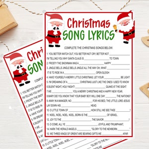 Christmas Carol Finish That Song Lyric Game Christmas Game Christmas ...