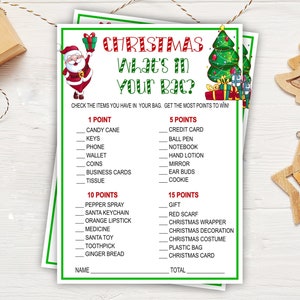 Christmas 'what's in Your Bag' Game, Printable Party Game (PDF) - Etsy