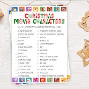 Christmas Movie Characters, Christmas Fun Game, Christmas Printable ...