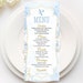 Editable Travel Menu Card Blue and Gold Adventure Awaits Menu Baby ...