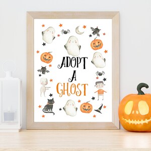 Adopt a Ghost Sign Halloween Table Decor Ghost Party Sign Pumpkin ...