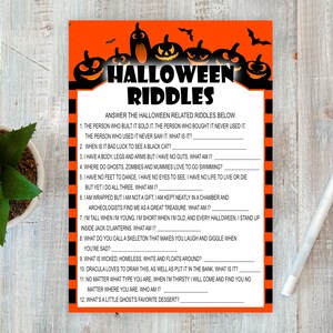 Halloween Riddles, Halloween Party Game, Halloween Fun Party, Printable ...