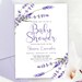 Editable Lavender Baby Shower Invitation Purple Flower Baby Girl Violet ...