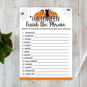 Halloween Party Game Finish the Phrase, Halloween Finish the Phrase ...