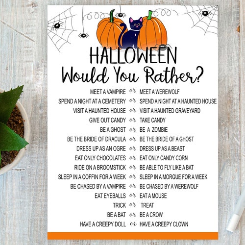 Halloween Would You Rather Game Would You Rather Printable - Etsy