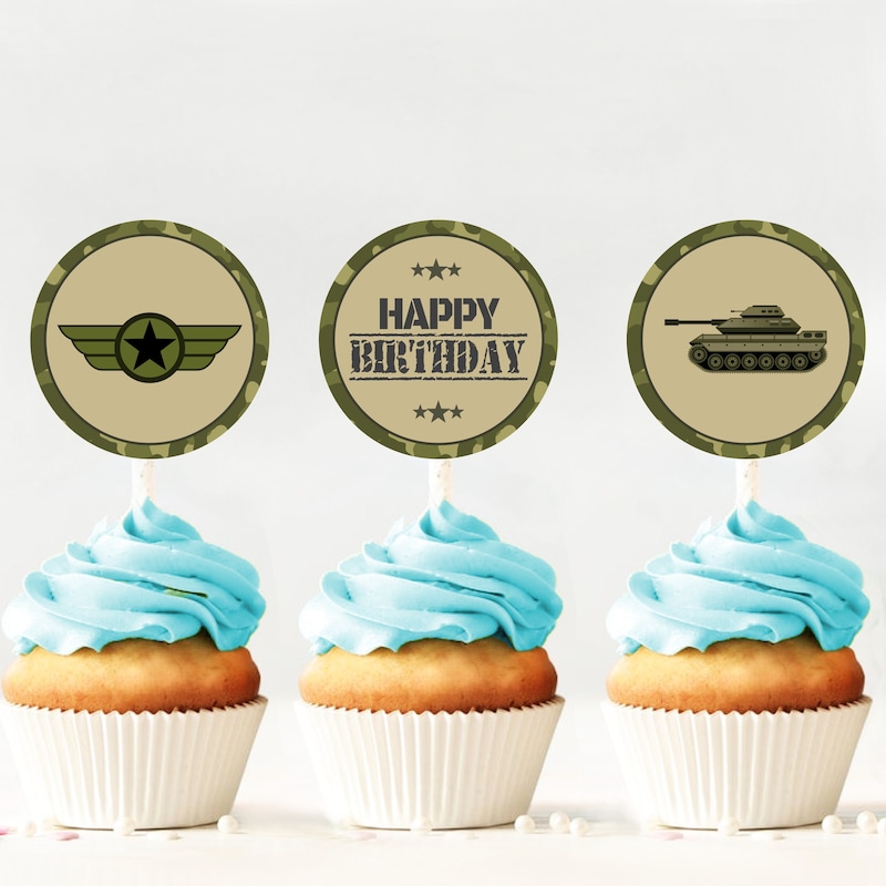 Army Cupcake Toppers - Etsy