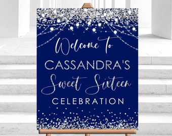 Royal Blue and Silver Welcome Sign Birthday Party Decoration, DIY ...