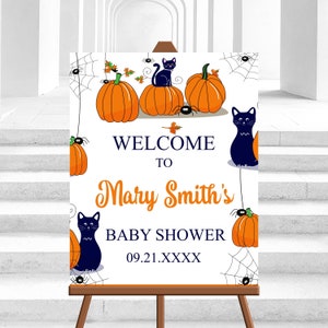 Editable Halloween Welcome Sign, Baby Shower Halloween Welcome Sign ...