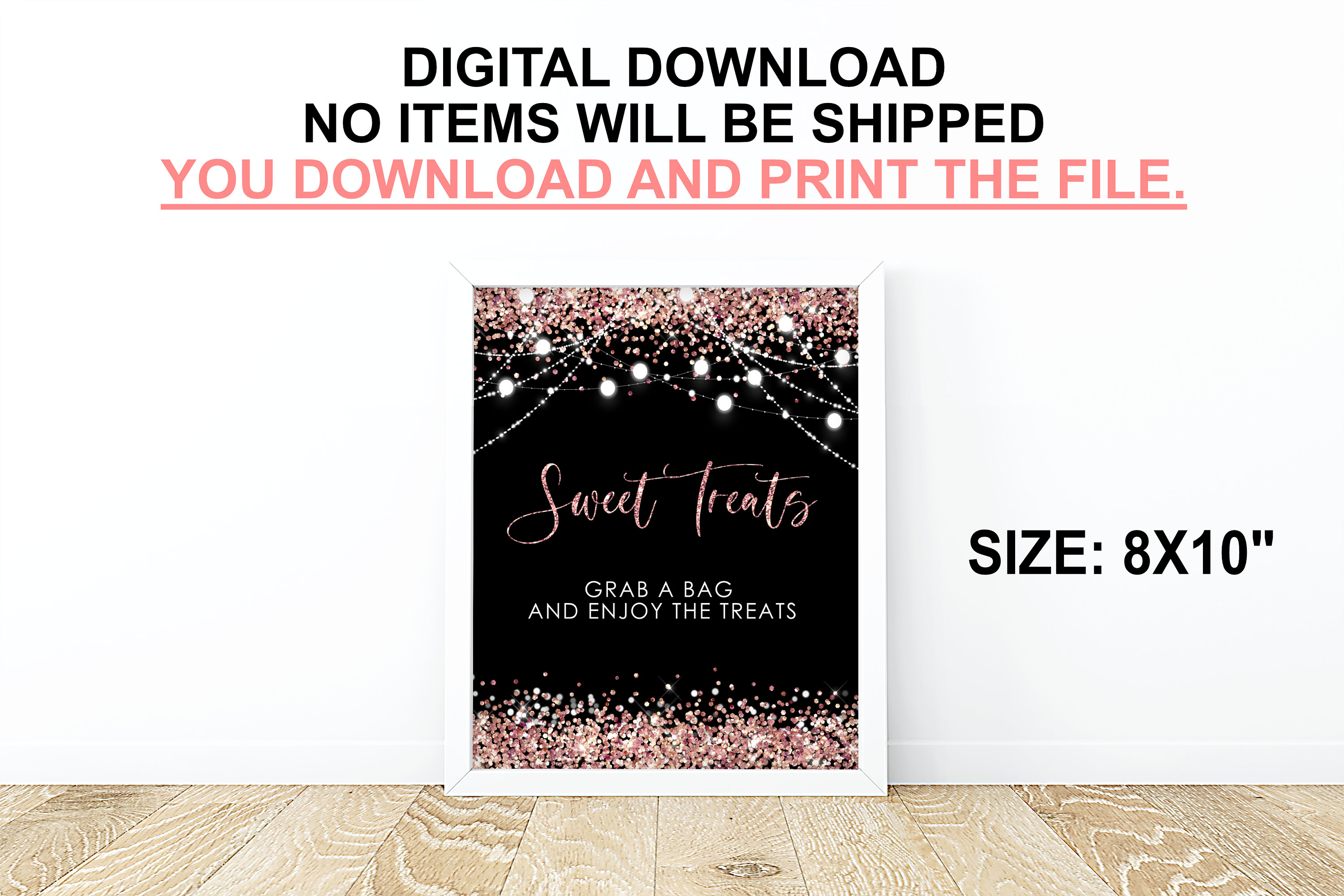 Rose Gold Sweet Treats Sign Favor Sign Birthday Party Decor PRINTABLE ...