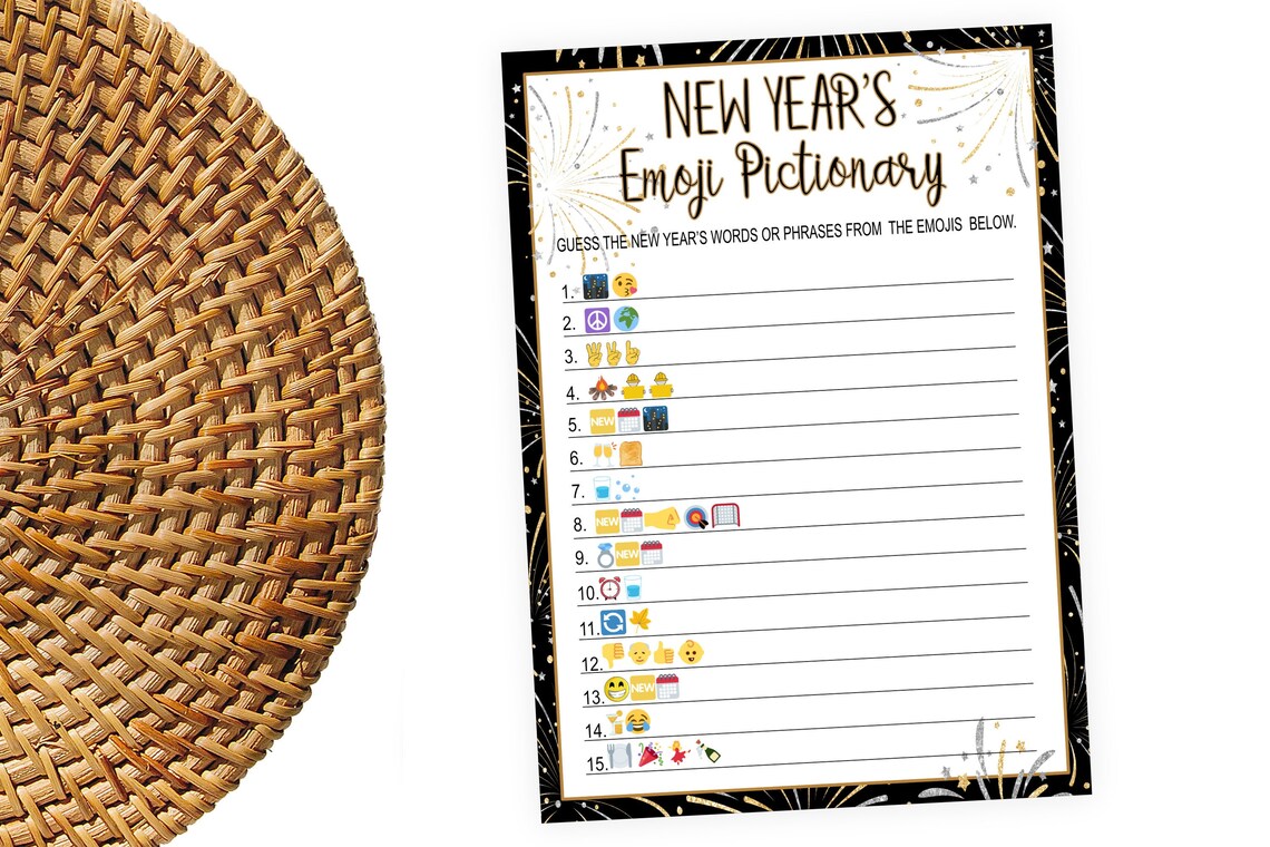 New Year's Emoji Pictionary Game Printable Emoji - Etsy
