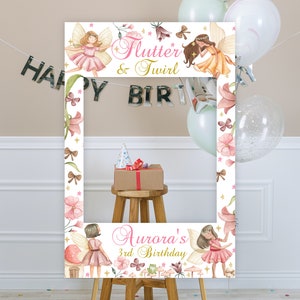 Editable Fairy Photo Booth Frame Birthday Party Girl Photo Prop Pink ...