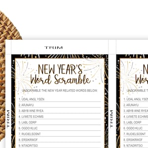 New Year's Eve Word Scramble Game, Word Scramble Game New Year, New ...