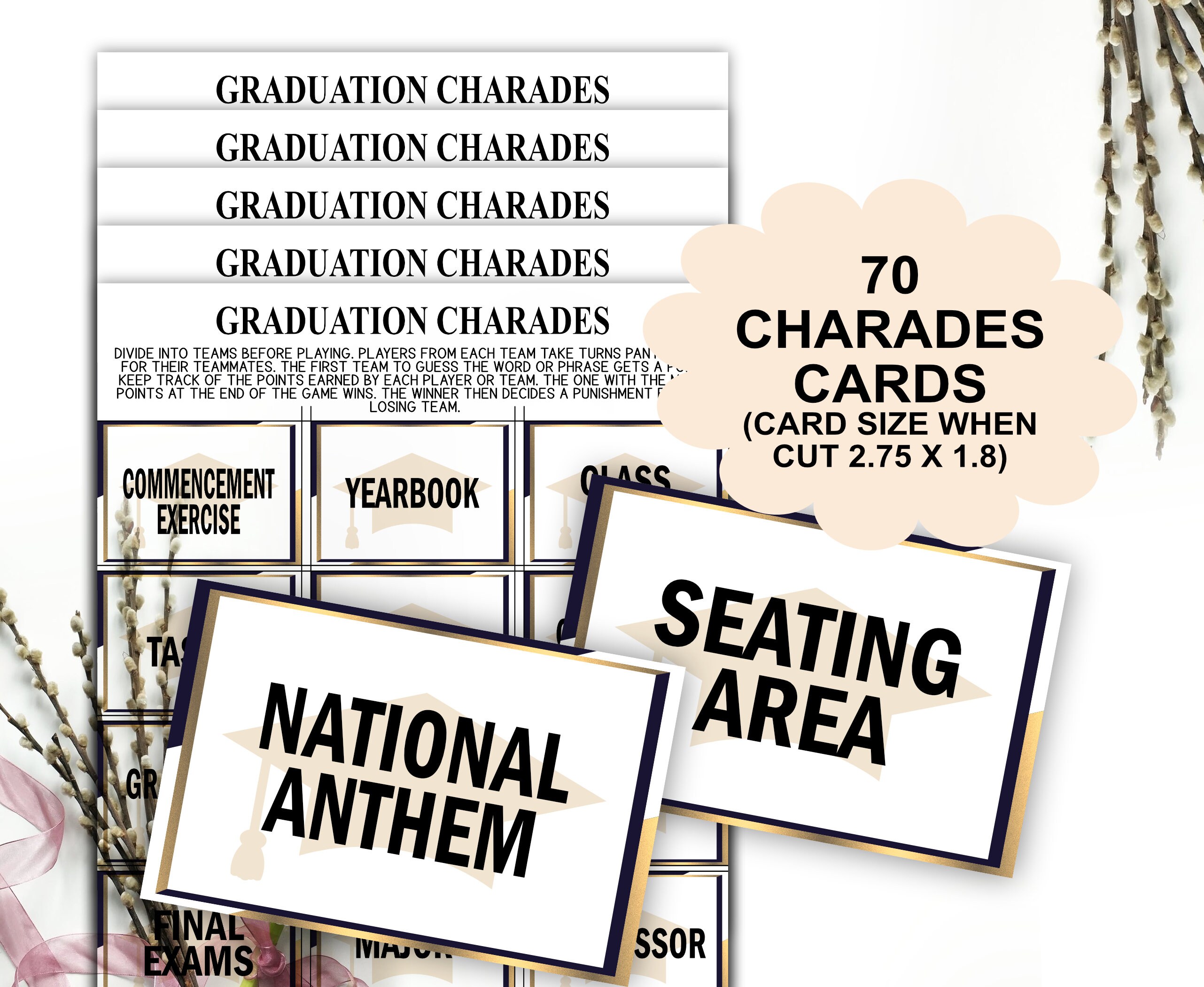 Dark Blue Gold Graduation Party Game Bundle Pack Printable - Etsy