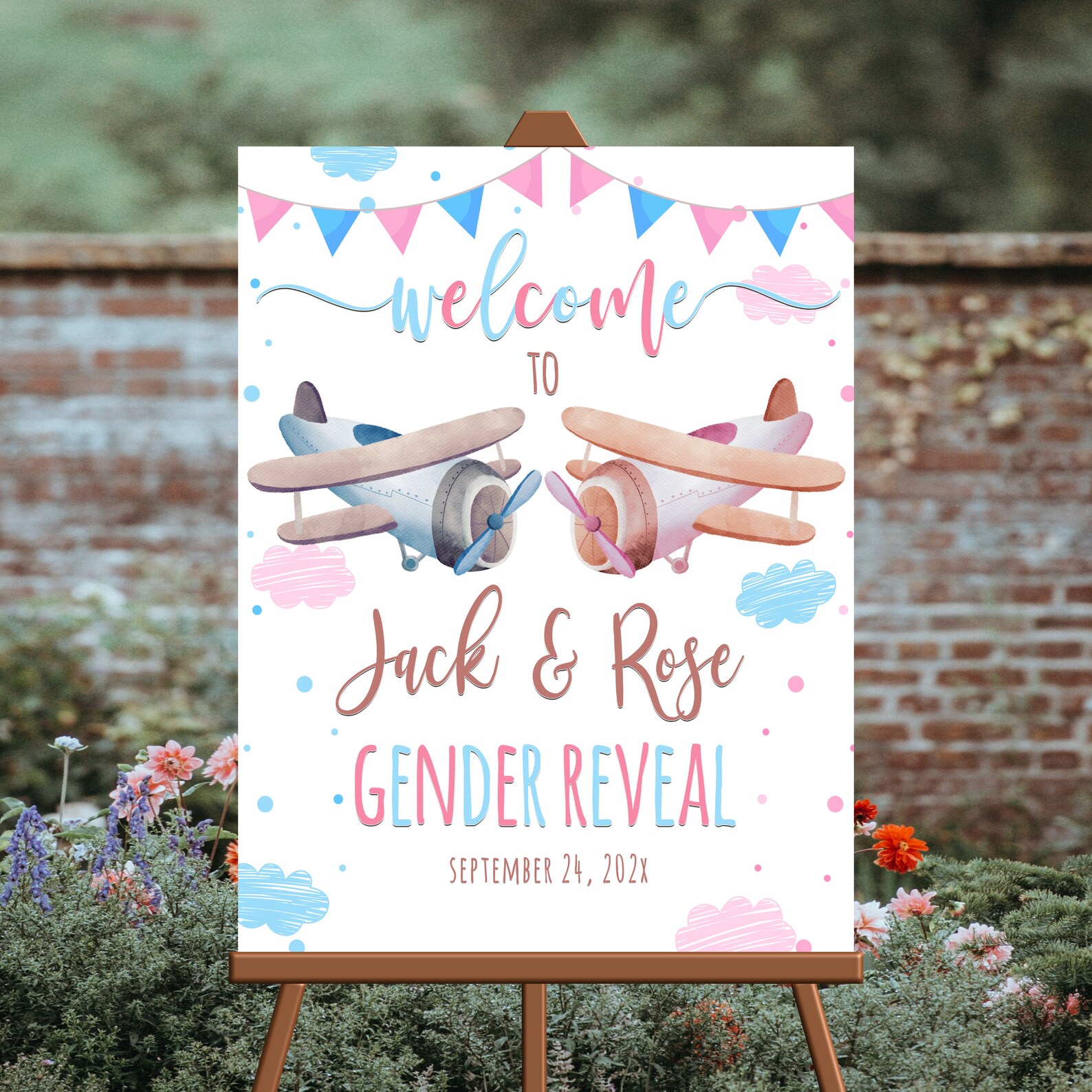 Editable Airplane Welcome Sign Party Gender Reveal Baby Shower Party ...