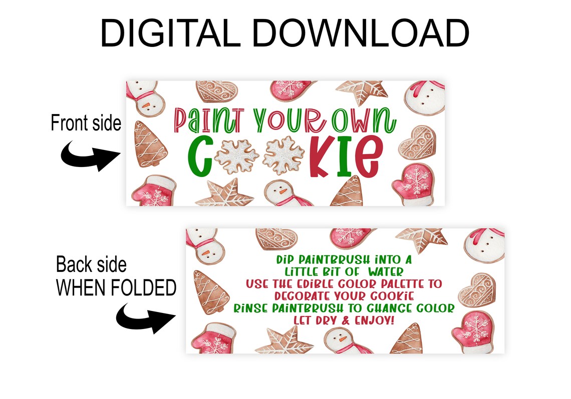 Christmas PYO Paint Your Own Cookie Treat Bag Topper PRINTABLE Favor ...
