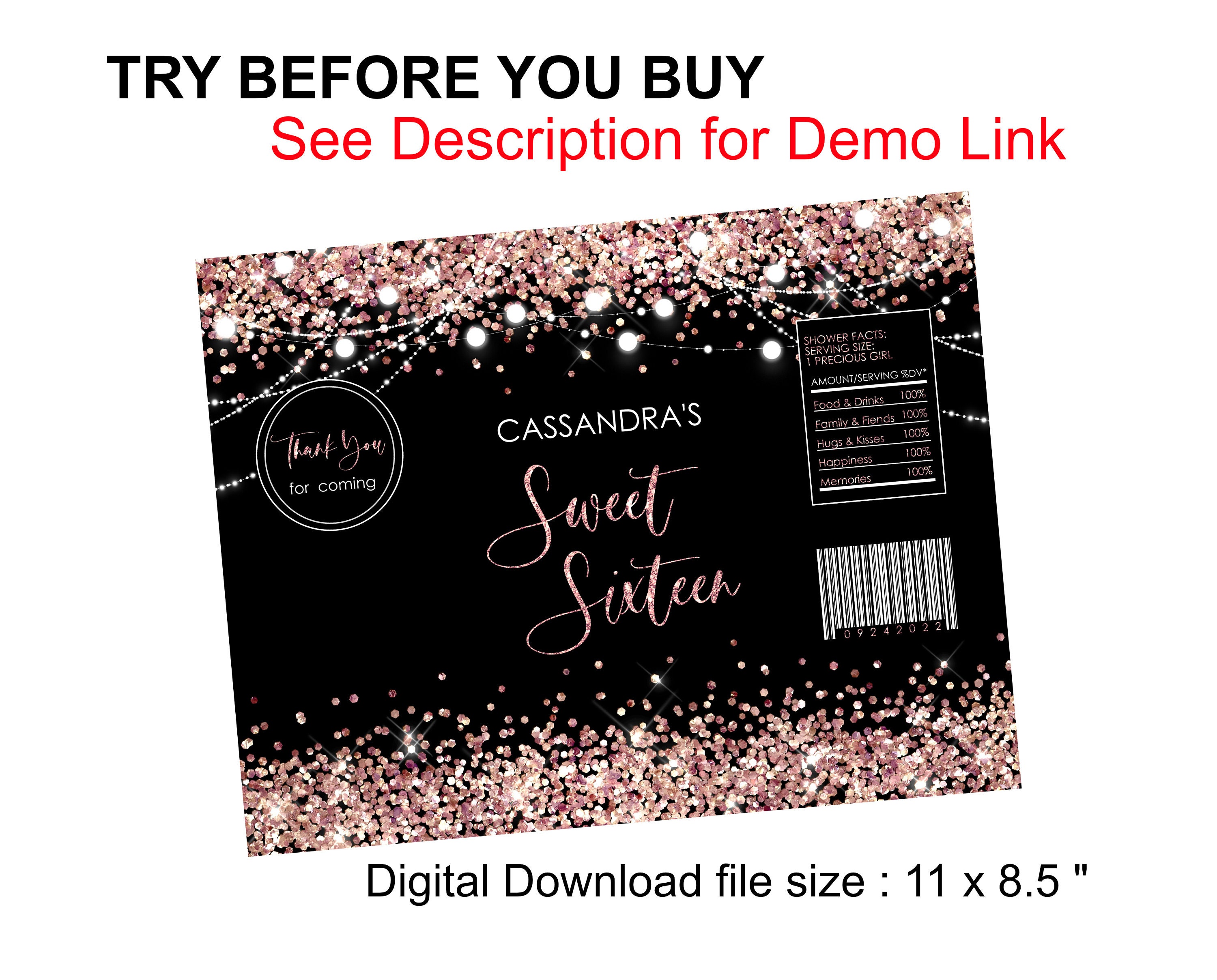 Editable Rose Gold Chip Bag Label PRINTABLE Rose Gold Glitter - Etsy