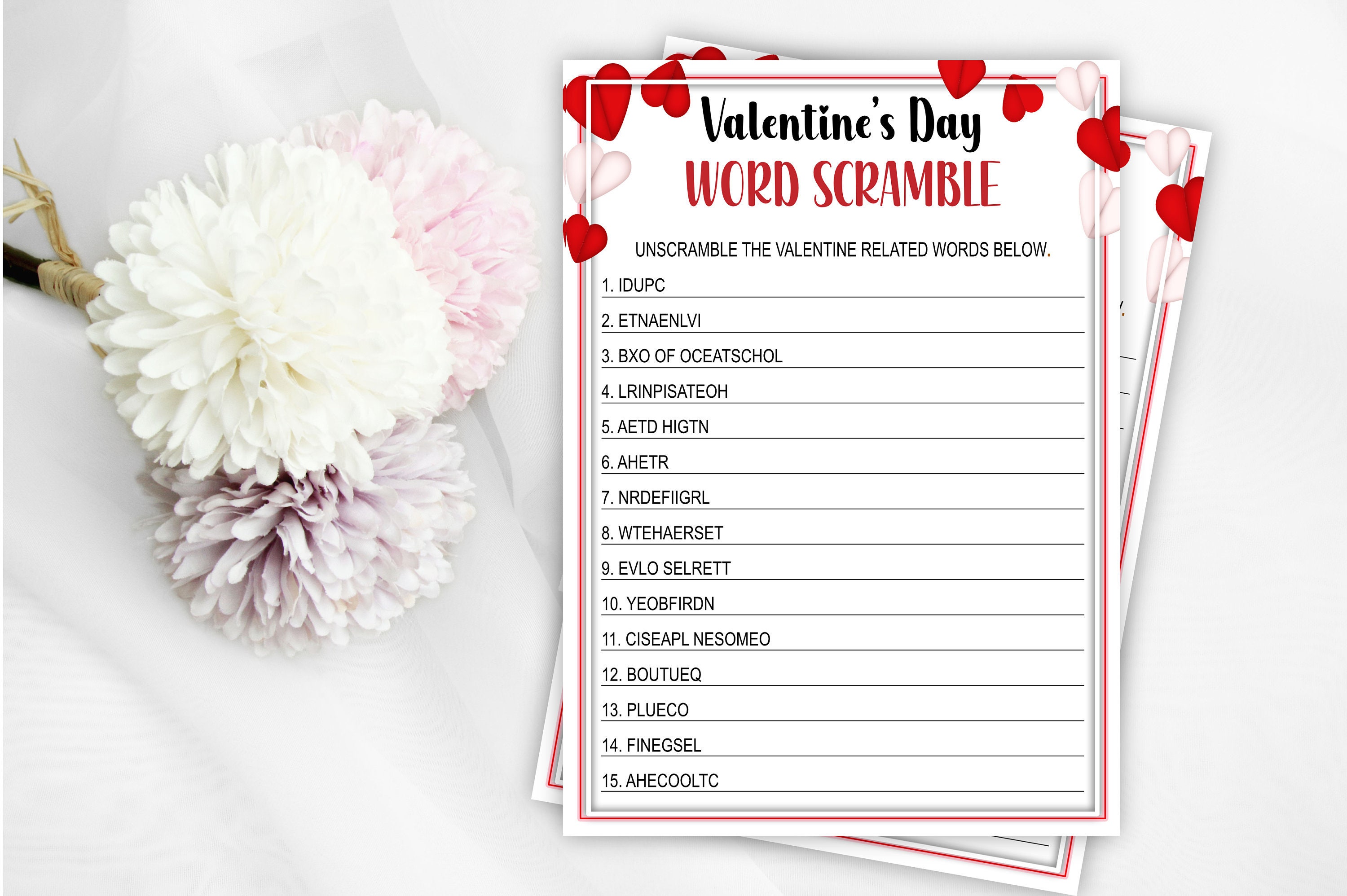 Valentine's Day Word Scramble Game, Printable, Valentine's Day Game ...