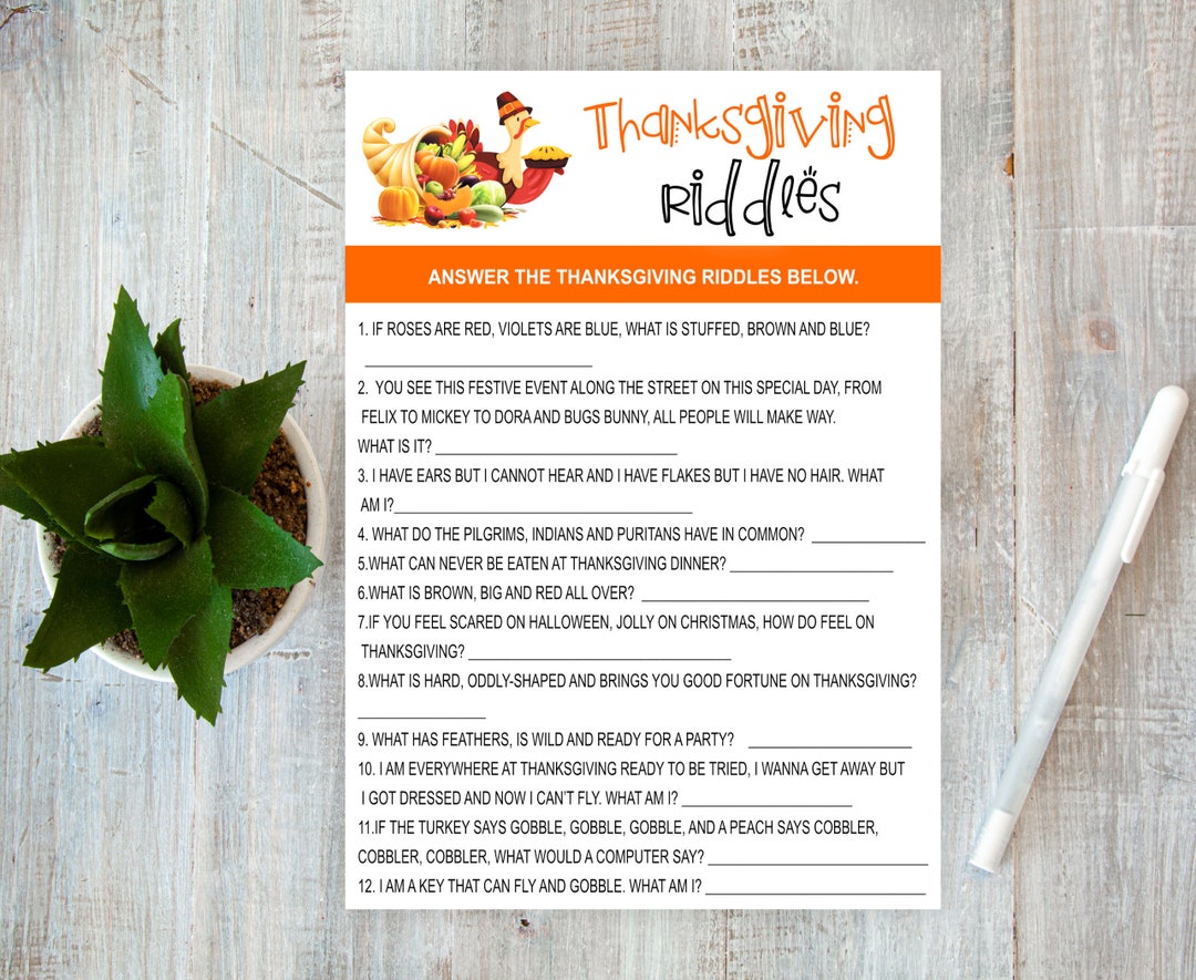 Thanksgiving Riddle, Riddle Game, Thanksgiving Game, Printable ...