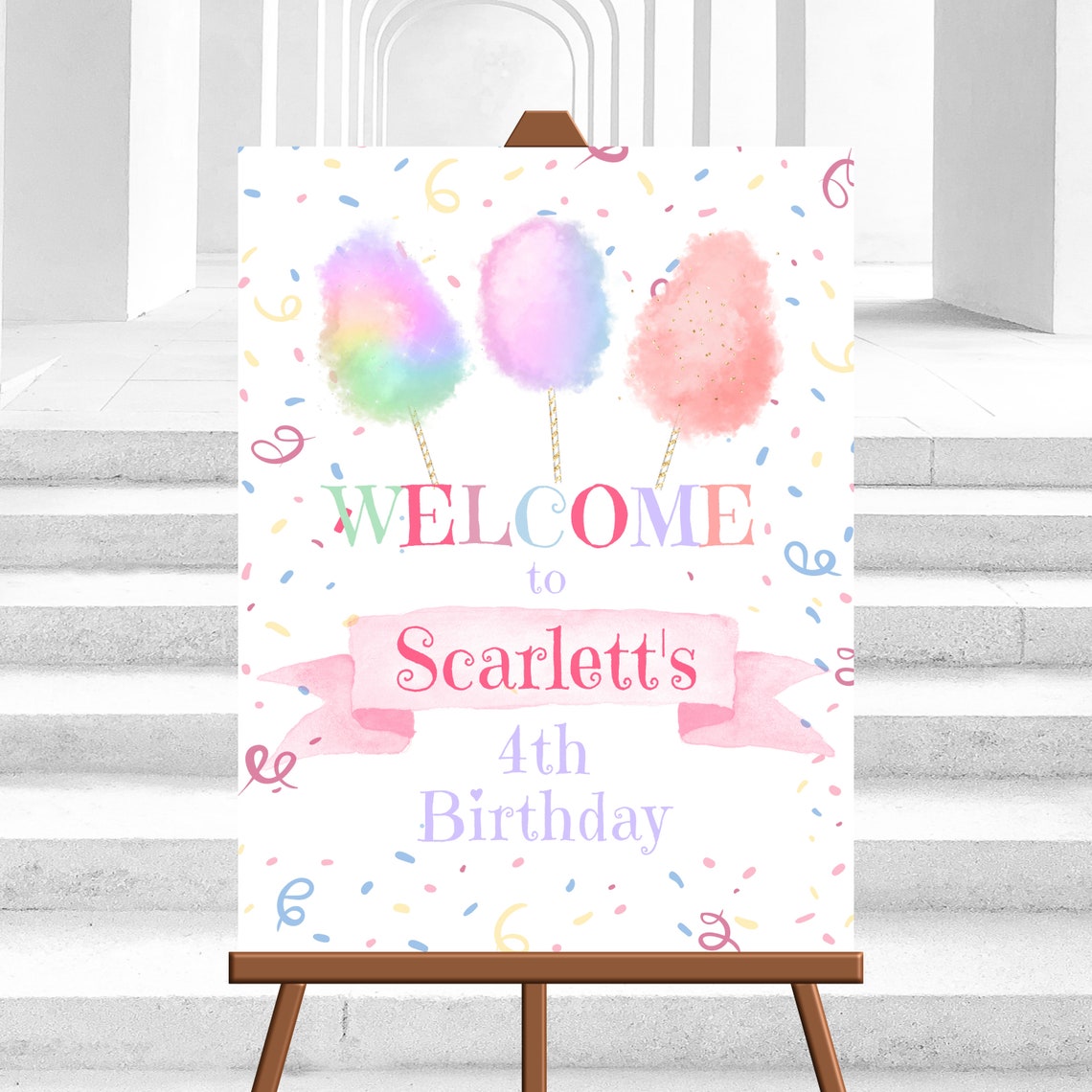 Editable Cotton Candy Welcome Sign Party Cotton Candy Birthday Party ...