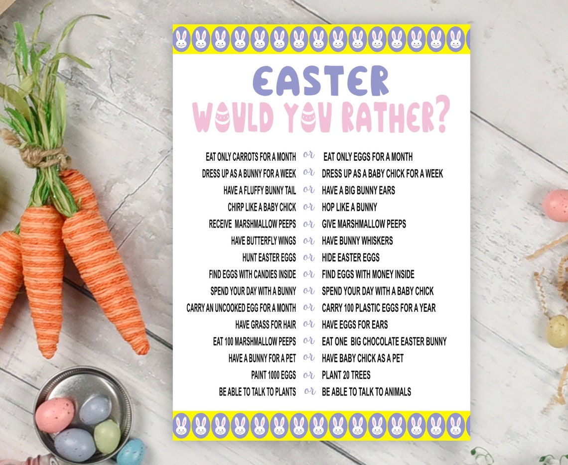 Easter Day Game Would You Rather Game Fun Easter Day Game | Etsy