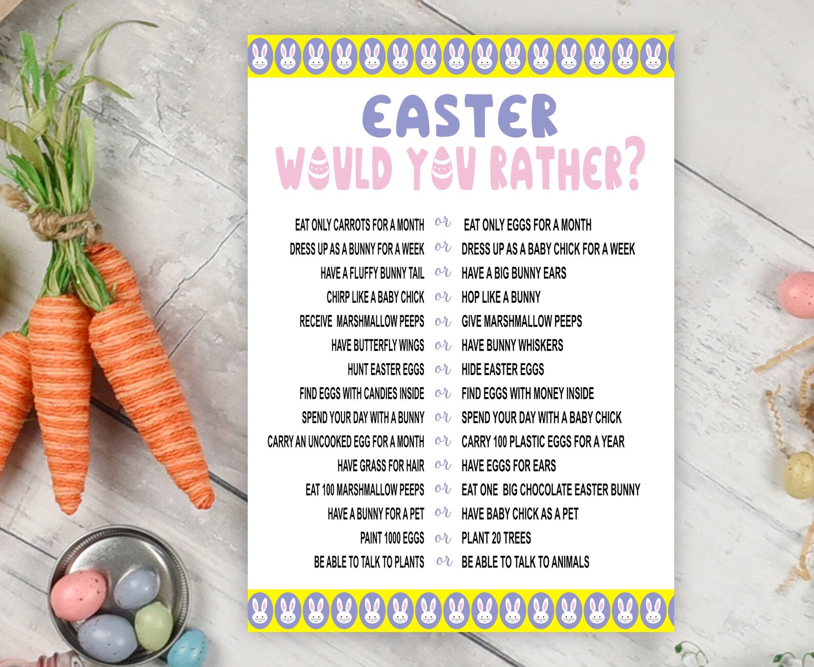 Easter Day Game Would you rather Game Fun Easter Day Game | Etsy