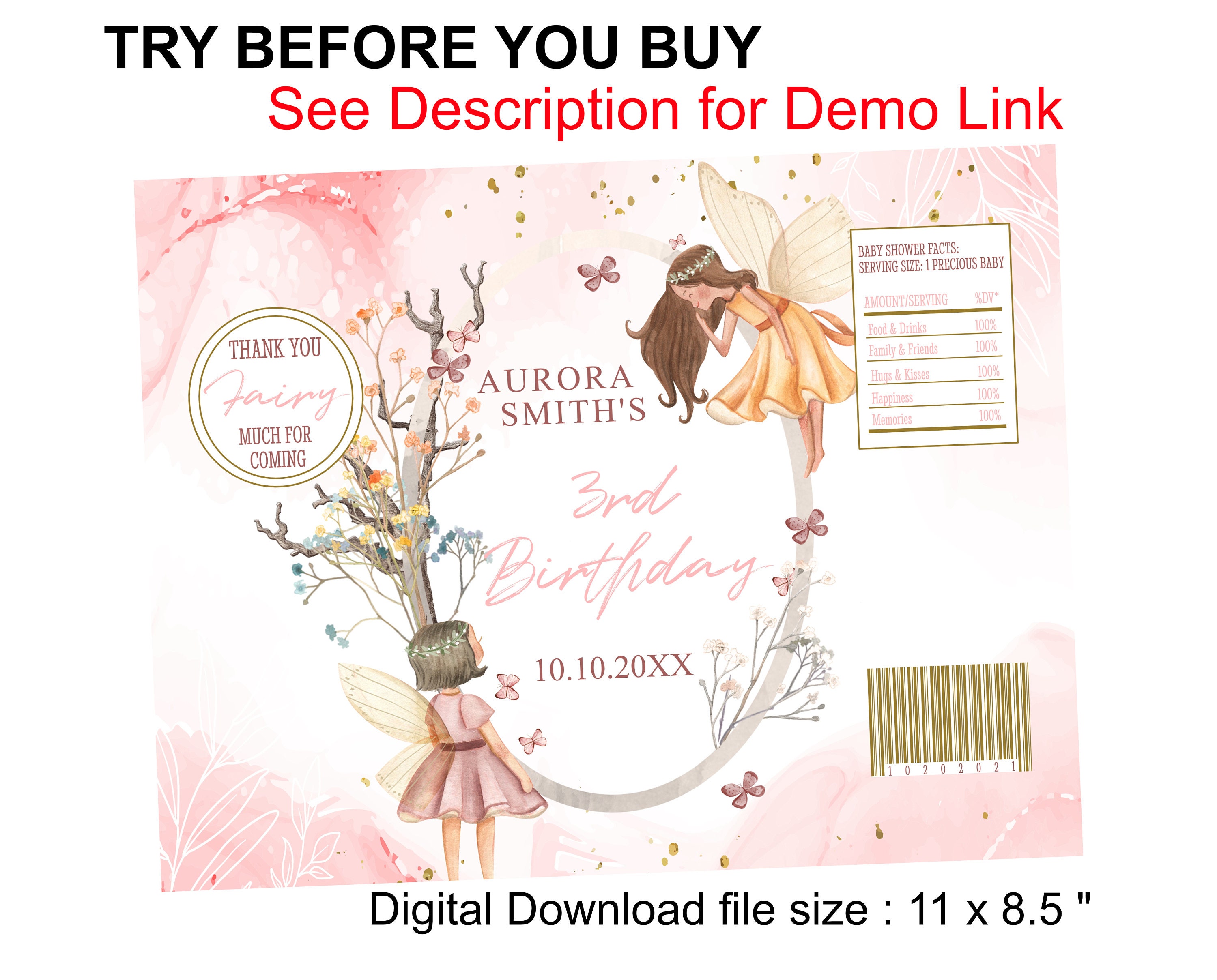 Editable Fairy Chip Bag PRINTABLE Chip Bag Favor DIY Fairy - Etsy UK