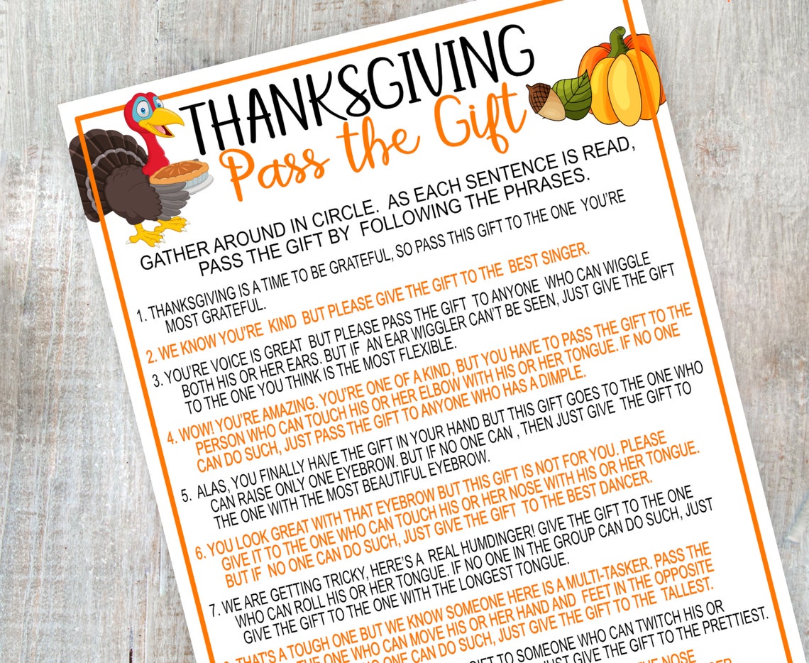 Thanksgiving Game Printable Thanksgiving Pass the Gift - Etsy