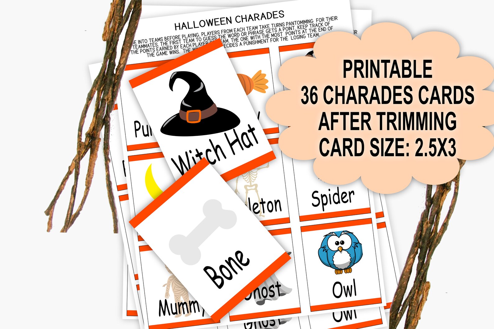 Halloween Charades for Kids Halloween Charades with Pictures | Etsy