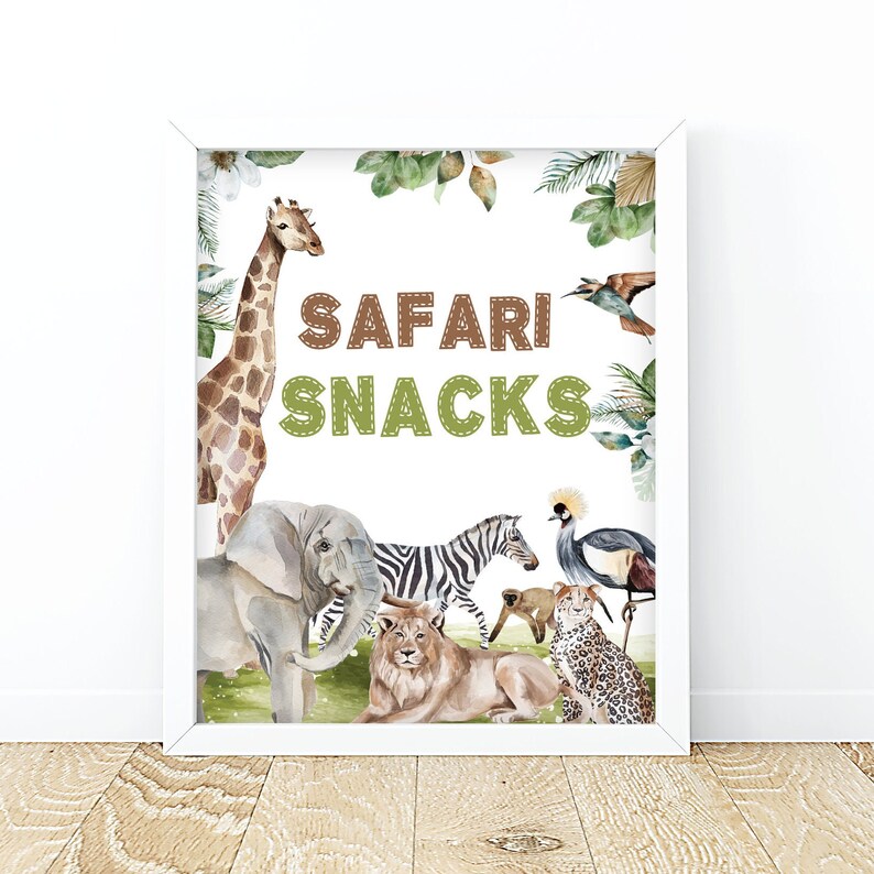 Jungle Safari Snacks Birthday Sign Table Decor Safari Birthday Jungle ...