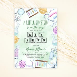 Science Baby Shower Invitation: Green Laboratory Theme (editable Corjl ...