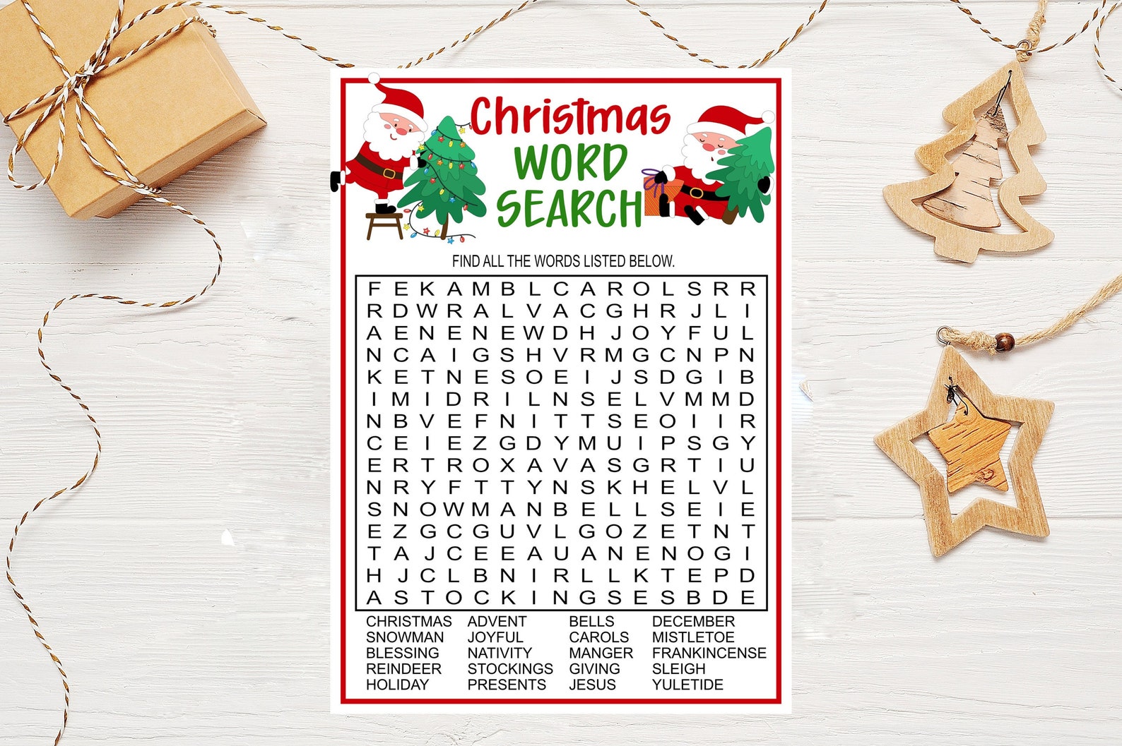 Christmas Word Search Game Fun Word Game Christmas Party Game Christmas ...