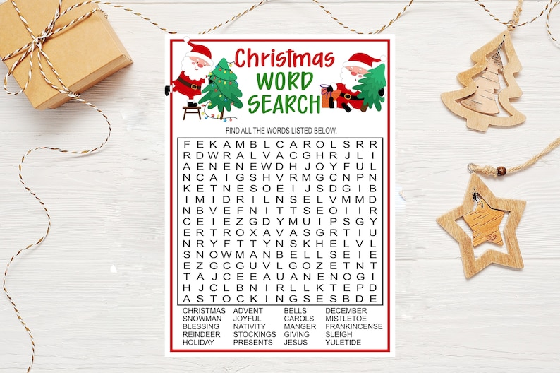 Christmas Word Search Game Fun Word Game Christmas Party Game Christmas ...