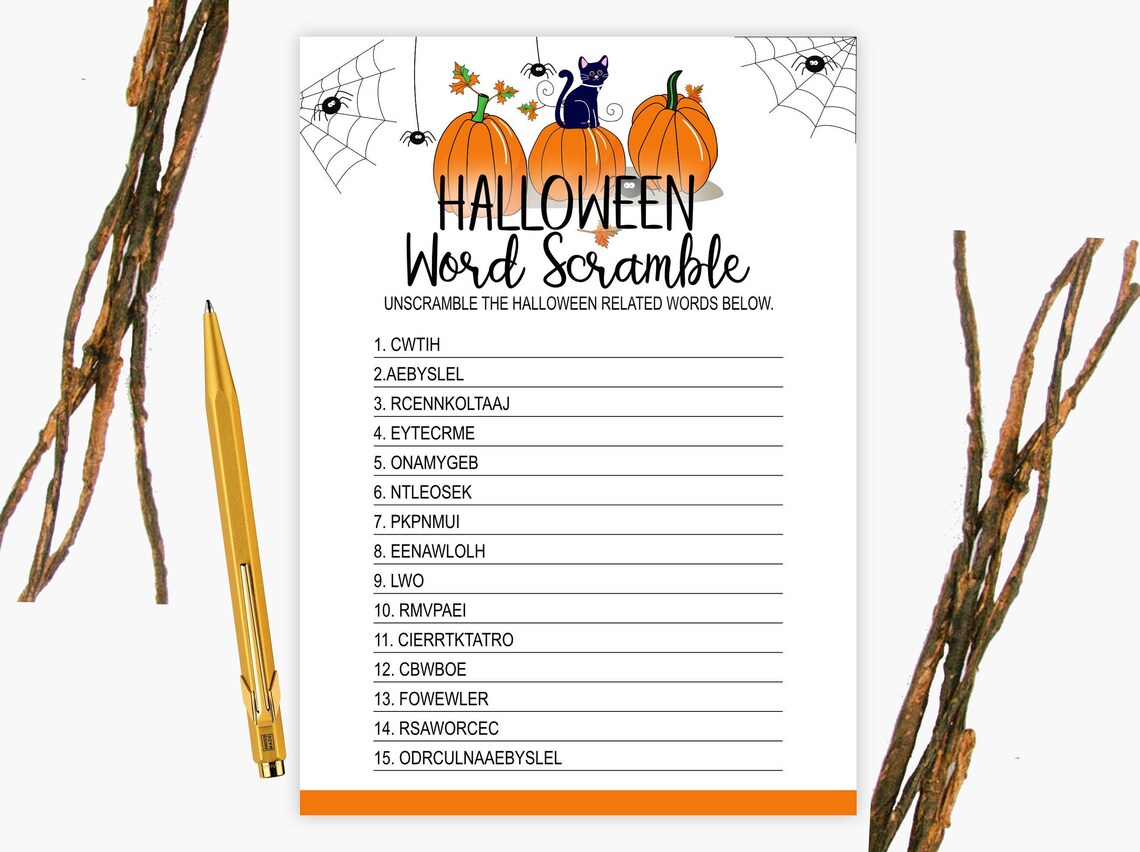 Halloween Word Scramble Halloween Party Games Halloween Fun - Etsy