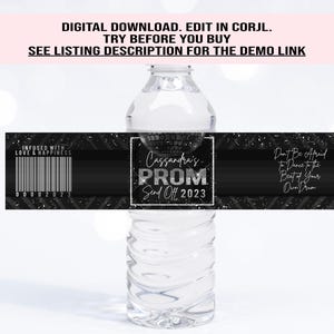 Editable Prom Send off Silver Black Party Favors Bundle, Prom Silver ...