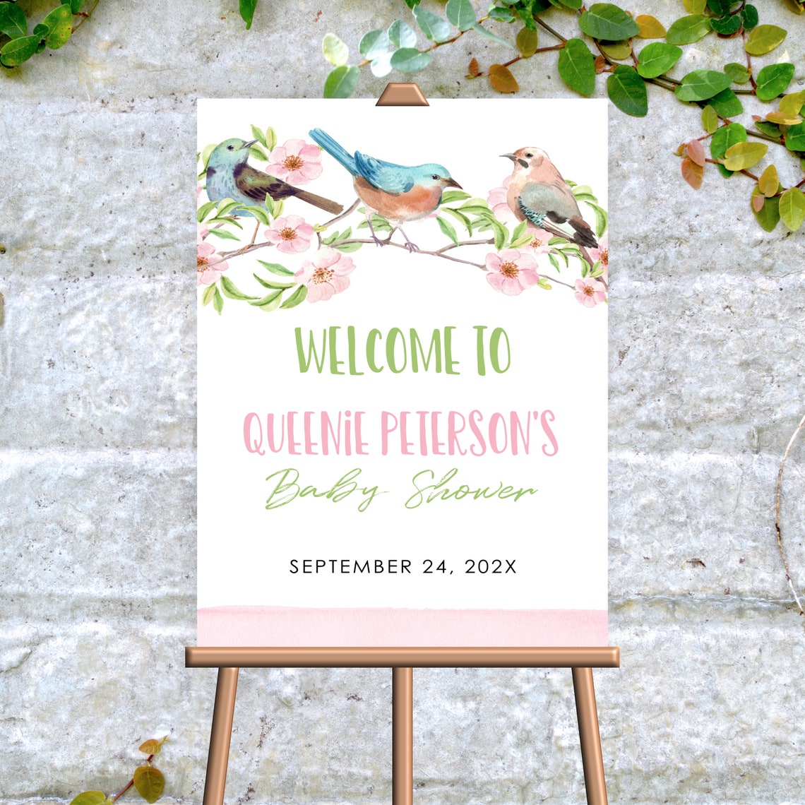 Editable Birds Welcome Sign Birdie Baby Shower Welcome Sign Decor ...