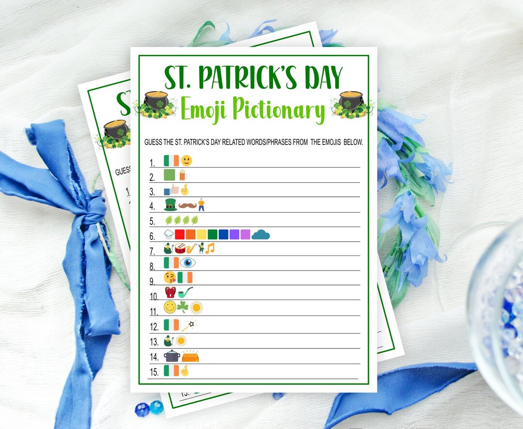 Saint Patrick's Day Emoji Pictionary Game Emoji - Etsy