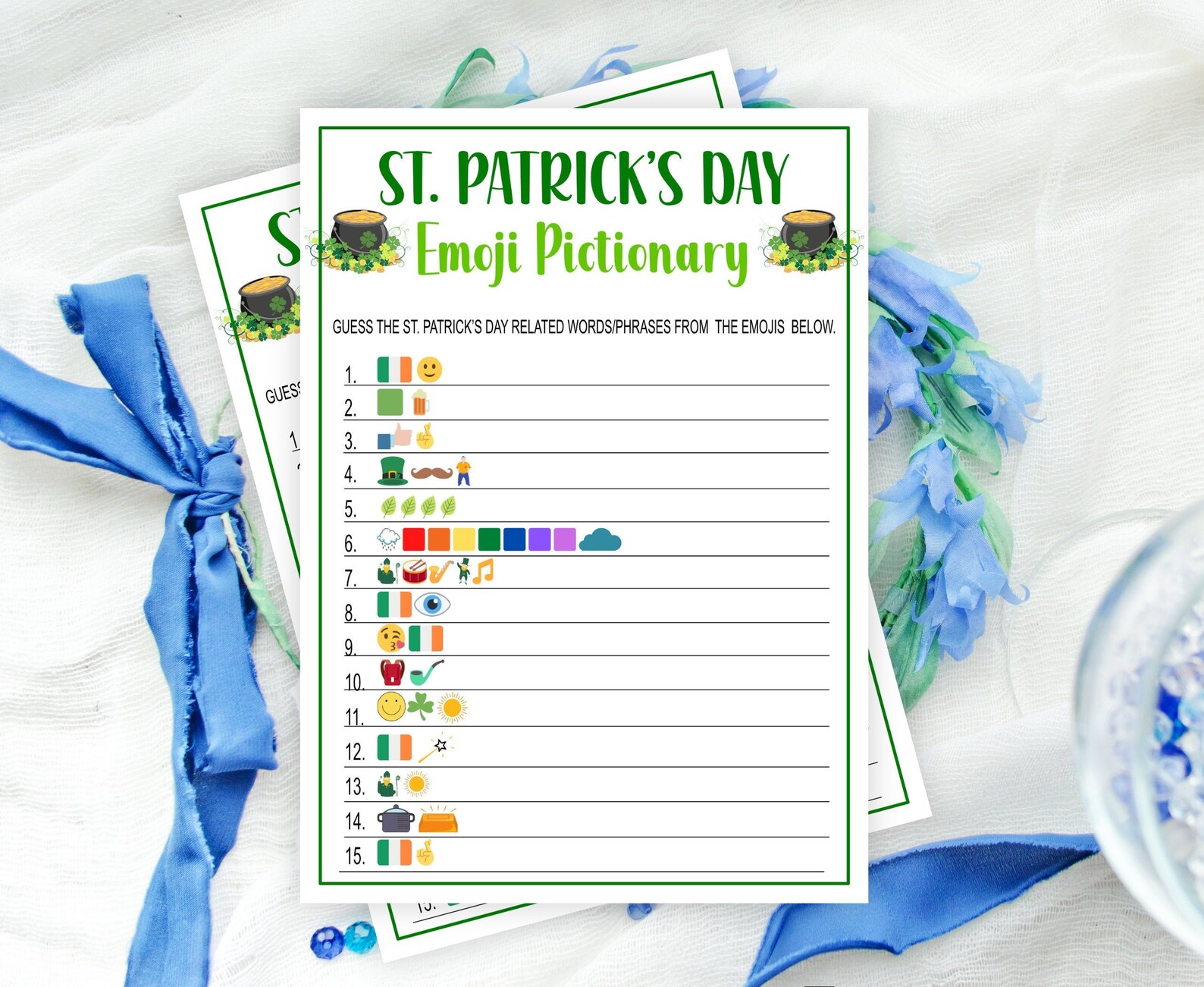 Saint Patrick's Day Emoji Pictionary Game Emoji - Etsy