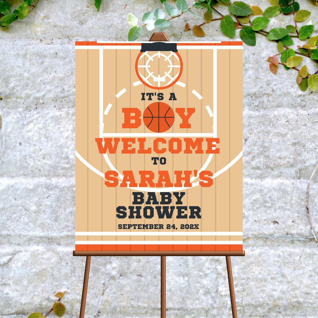 Editable Basketball Welcome Sign Baby Shower Welcome Decor Sign ...