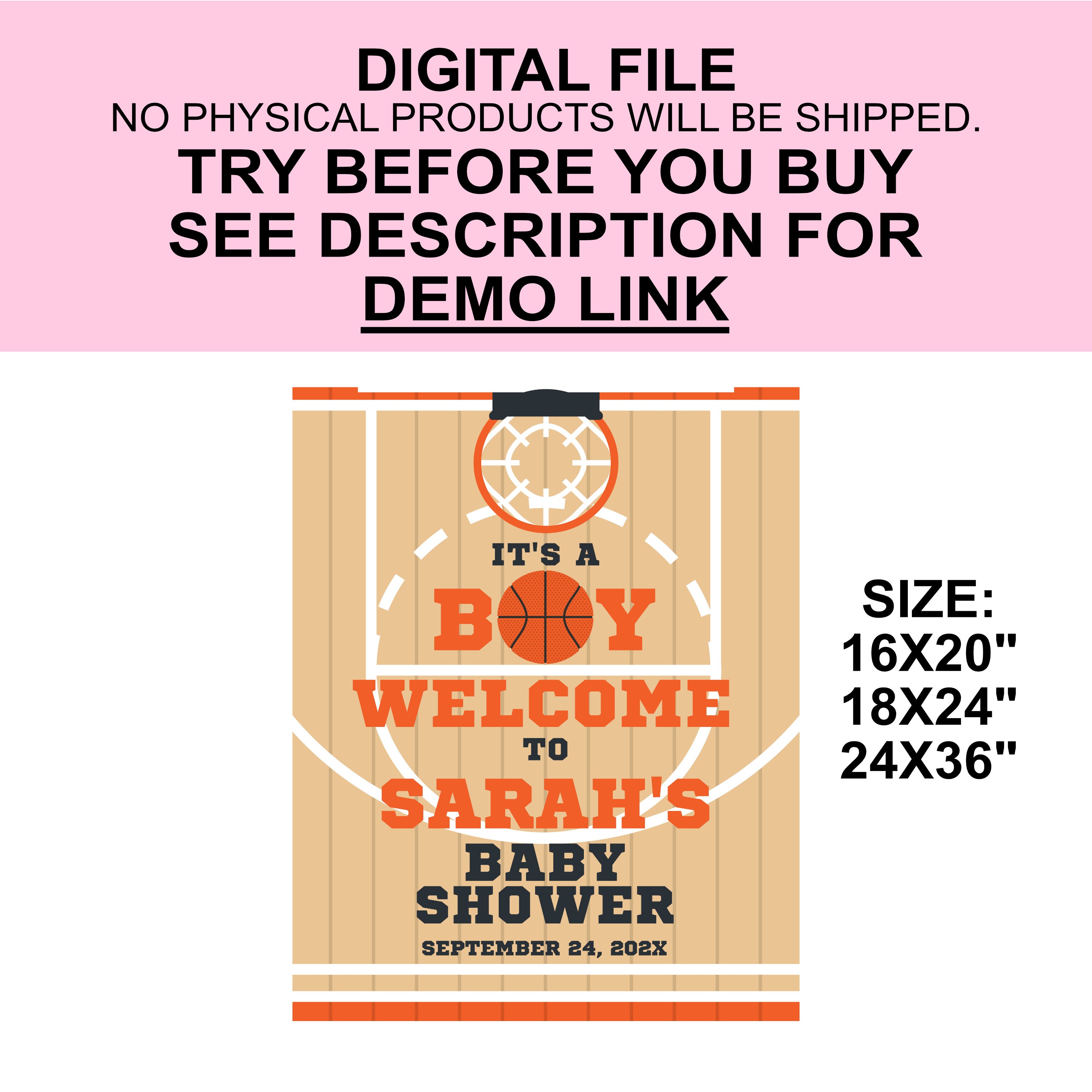 Editable Basketball Welcome Sign Baby Shower Welcome Decor - Etsy