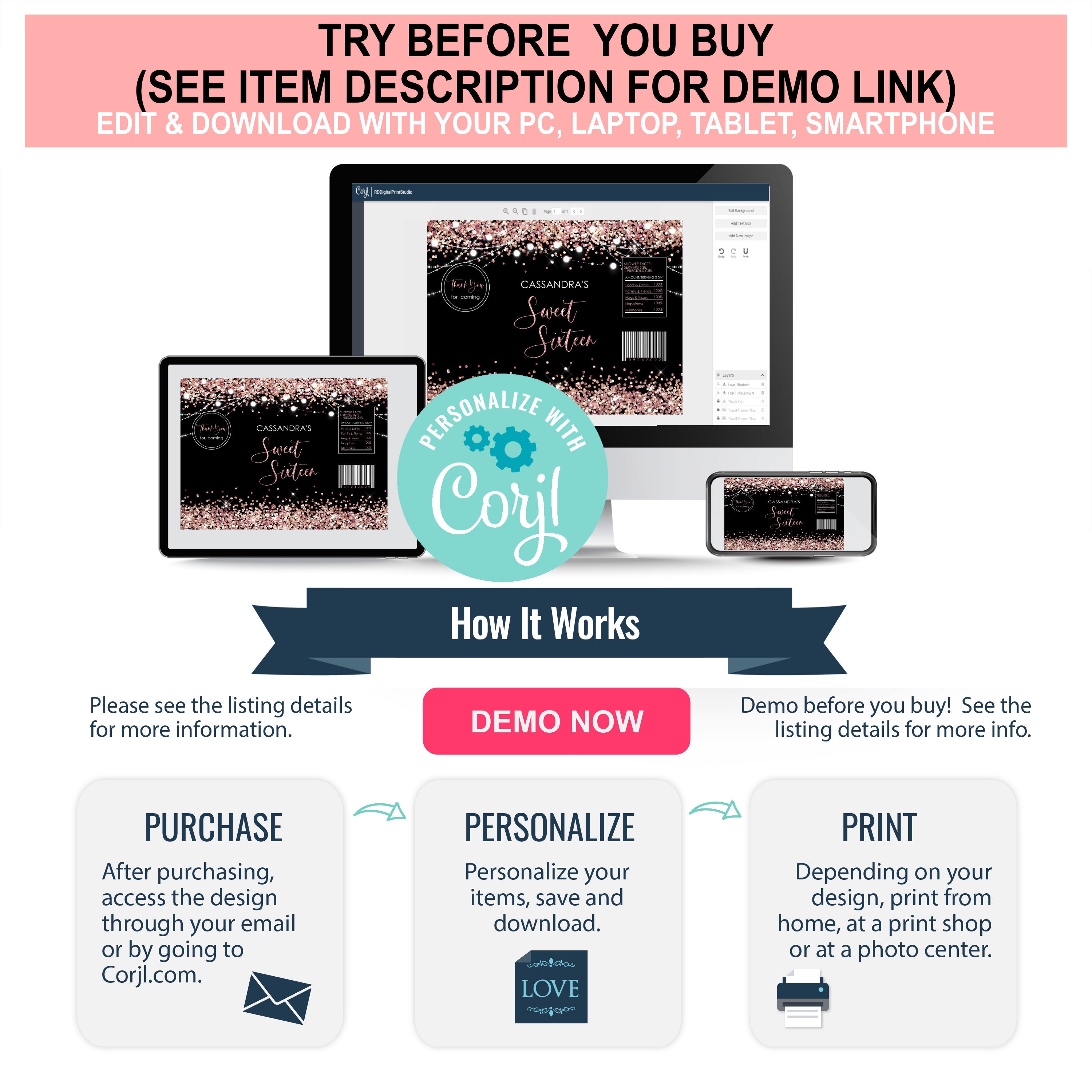 Editable Rose Gold Chip Bag Label PRINTABLE Rose Gold Glitter - Etsy